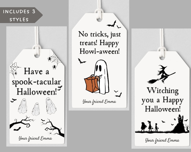 Halloween Favor Tags Printable Template Editable Halloween - Etsy