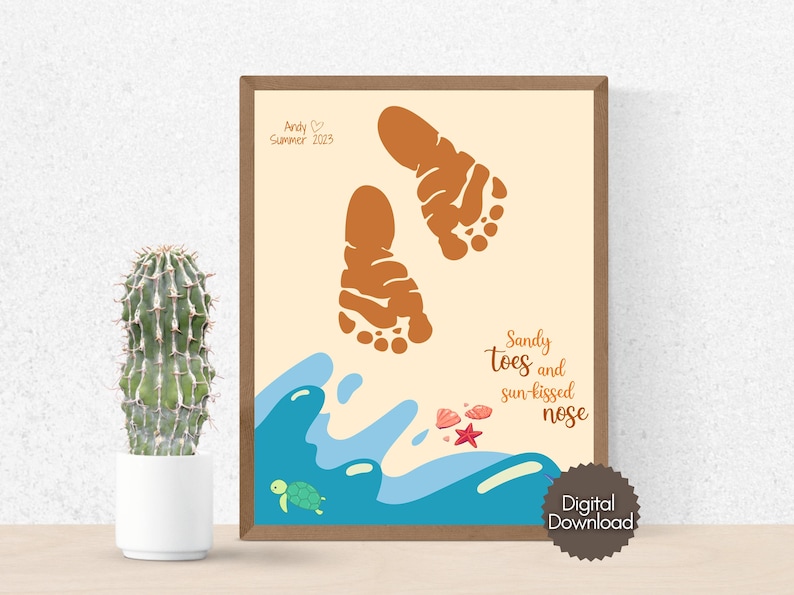 Summer Footprint Craft Printable, DIY Beach Art Project for Kids ...