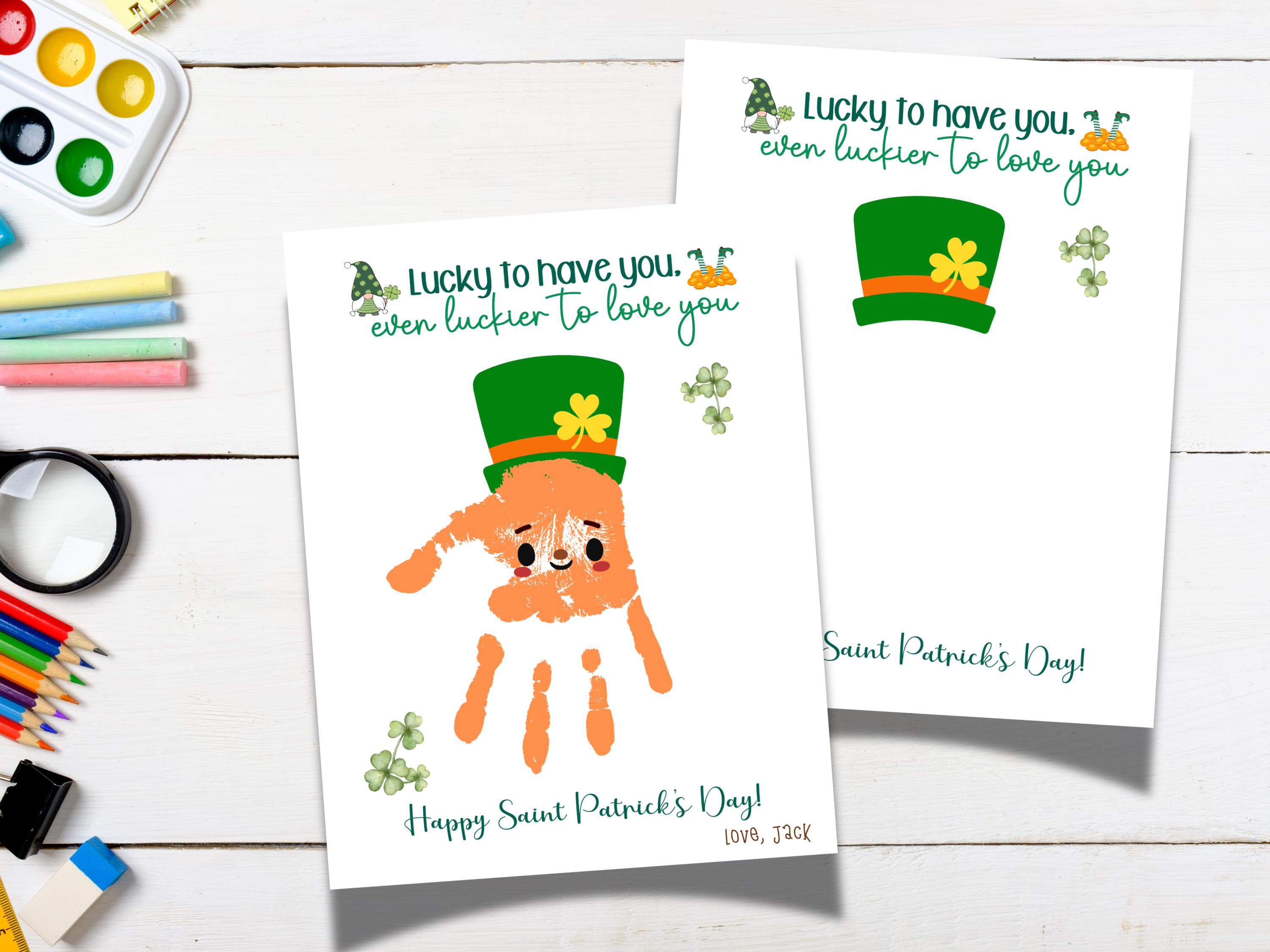 St Patricks Day Leprechaun Handprint Craft Printable, DIY Art for Kids ...