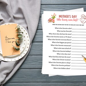 Mother's Day Game Printable Mothers Day Party Game for - Etsy