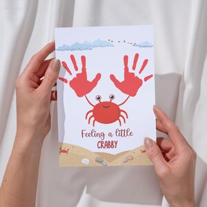 Summer Handprint Craft Printable, DIY Crab Art Project for Kids Toddler ...