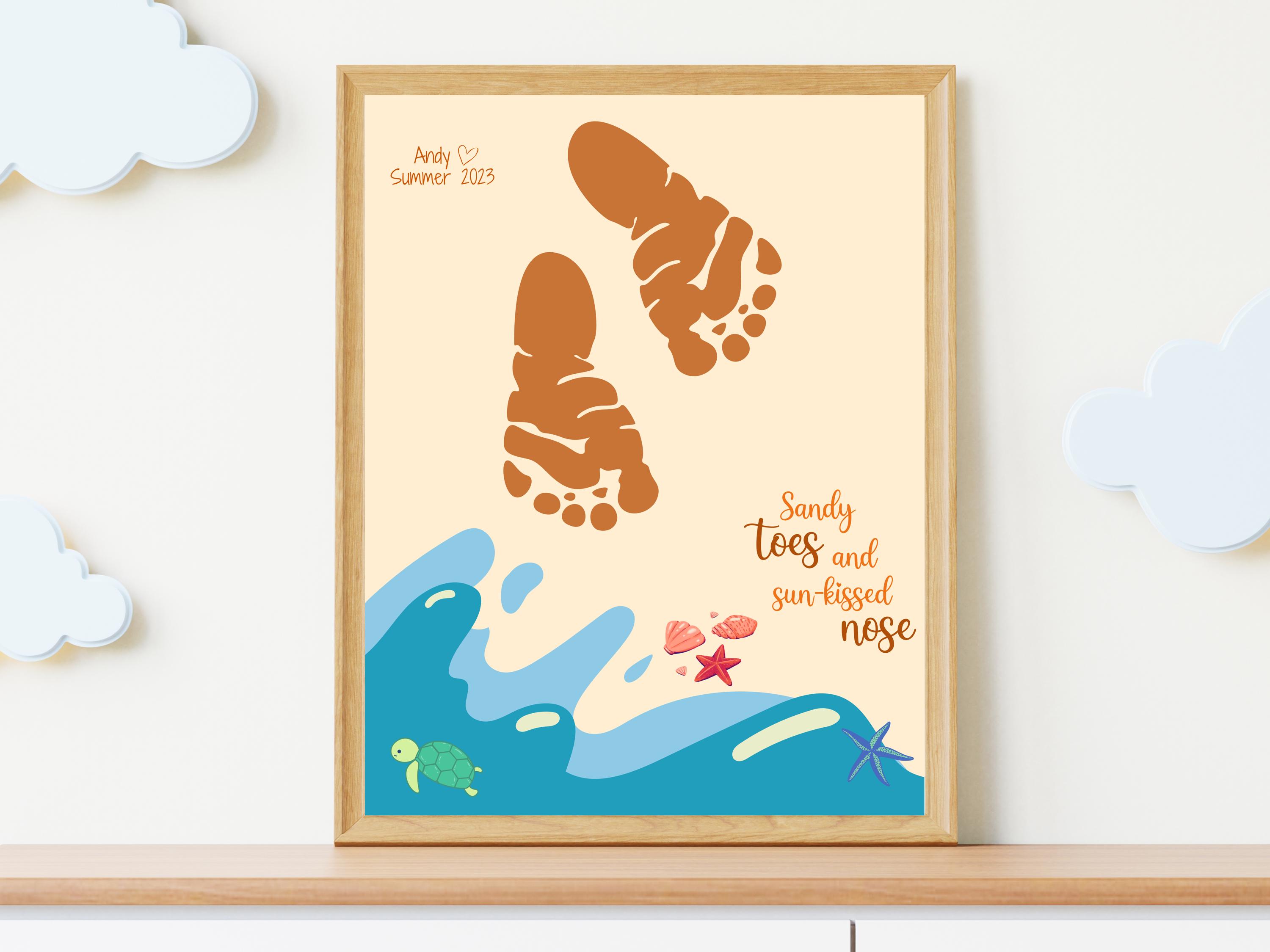 Summer Footprint Craft Printable, DIY Beach Art Project for Kids ...