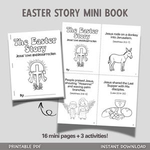Easter Story Mini Book for Kids Printable Coloring Bible Lesson Sunday ...