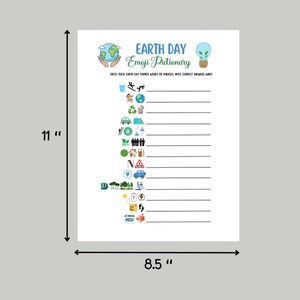 Earth Day Emoji Pictionary Game Printable, Party Game for Kids and ...