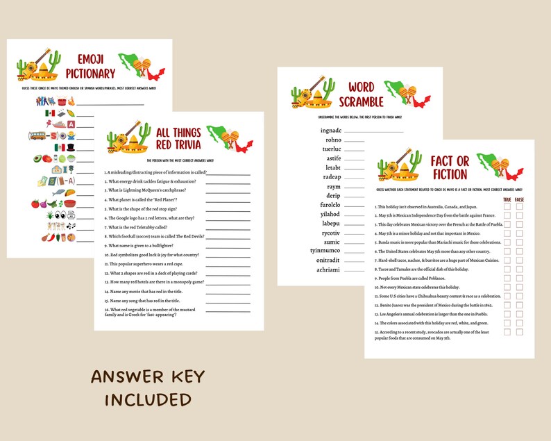 Cinco De Mayo Party Games Printable Mexican Fiesta Games for - Etsy