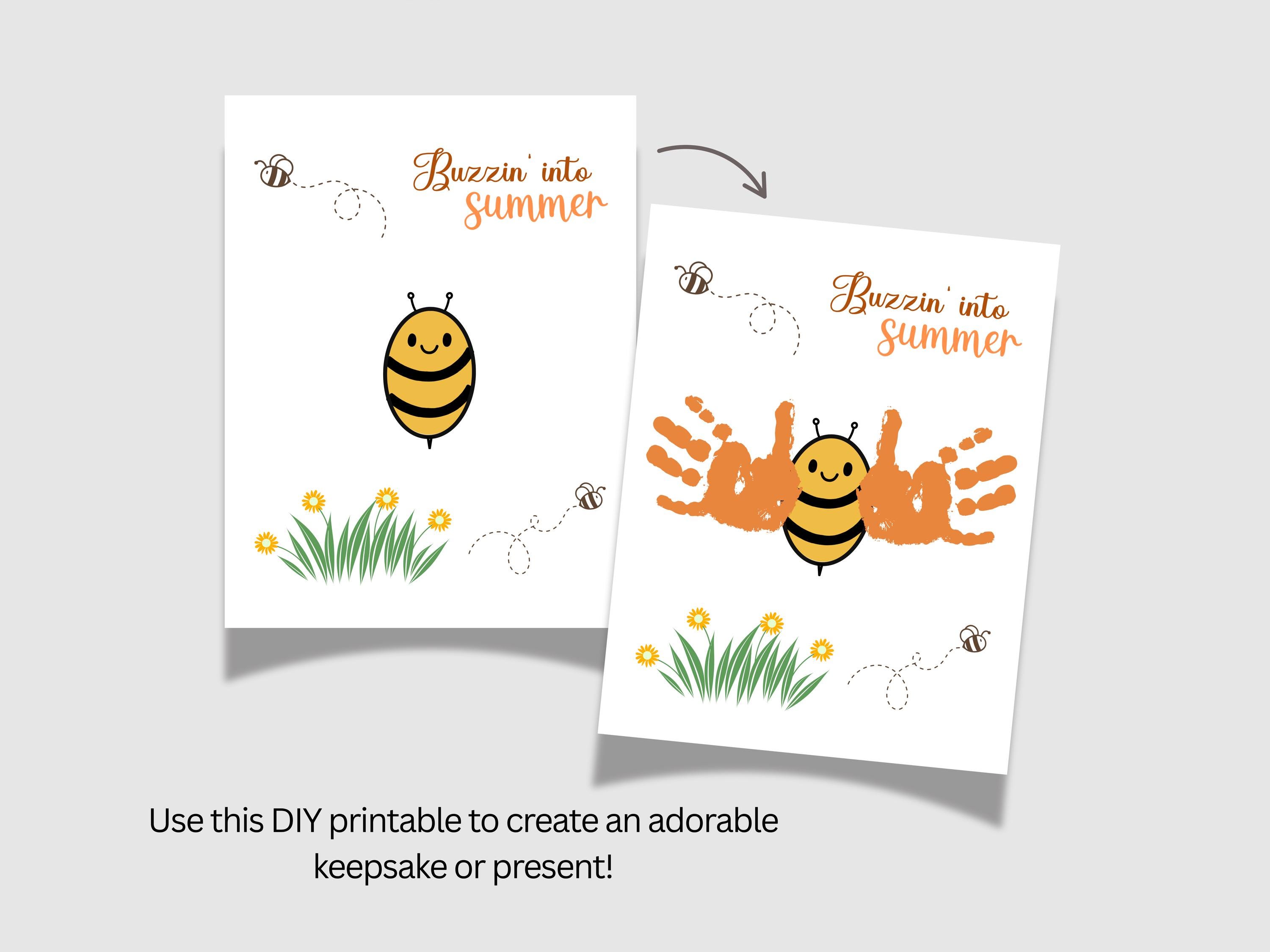 Summer Handprint Craft Printable, DIY Bee Art Project for Kids Toddler ...