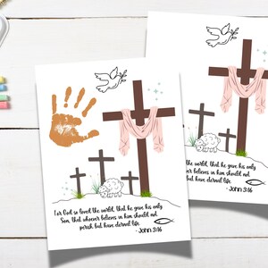 Christian Easter Handprint Craft Printable, Religious Jesus Cross DIY ...