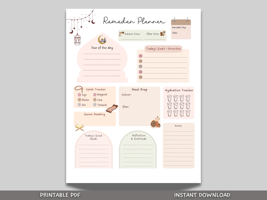 Ramadan Daily Planner Printable, 2025 Ramadan Tracker PDF, Islamic ...