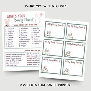 Whats Your Bunny Name Printable, Easter Bunny Name Game, Easter Party ...