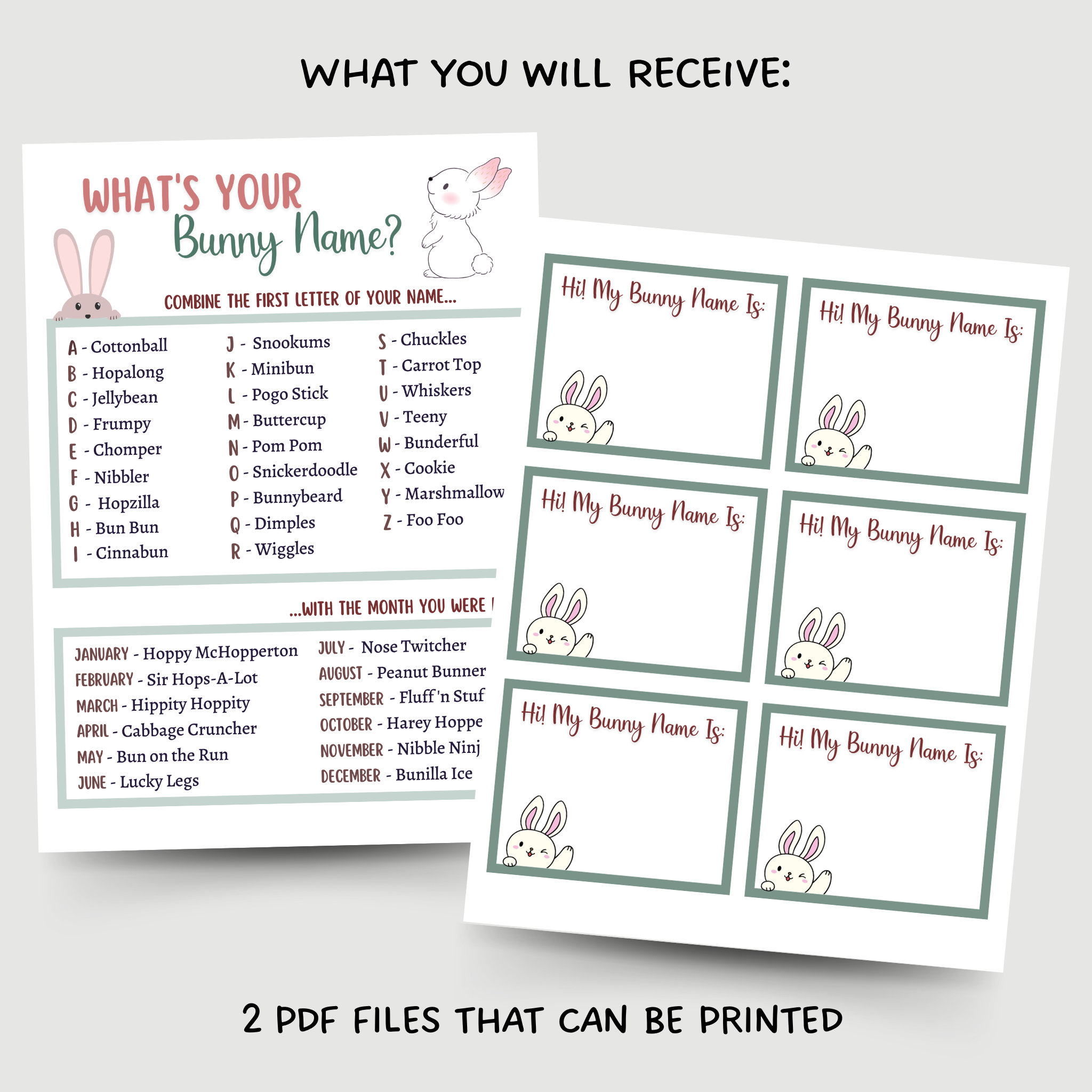 Whats Your Bunny Name Printable, Easter Bunny Name Game, Easter Party ...
