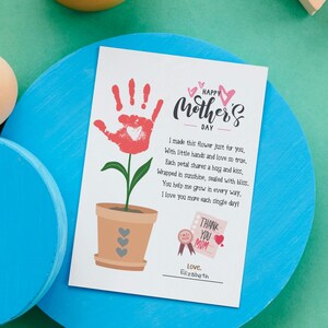 Mothers Day Handprint Poem Craft for Kids Printable, DIY Card Art ...