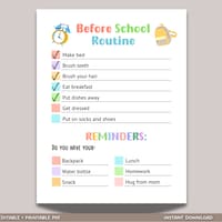Morning Routine for Kids, Printable School Routine Chart for Kids, Get ...
