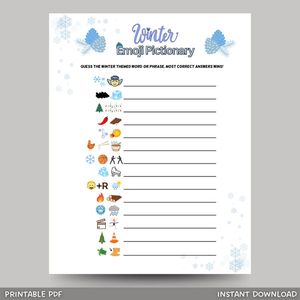 Winter Emoji Pictionary - Etsy