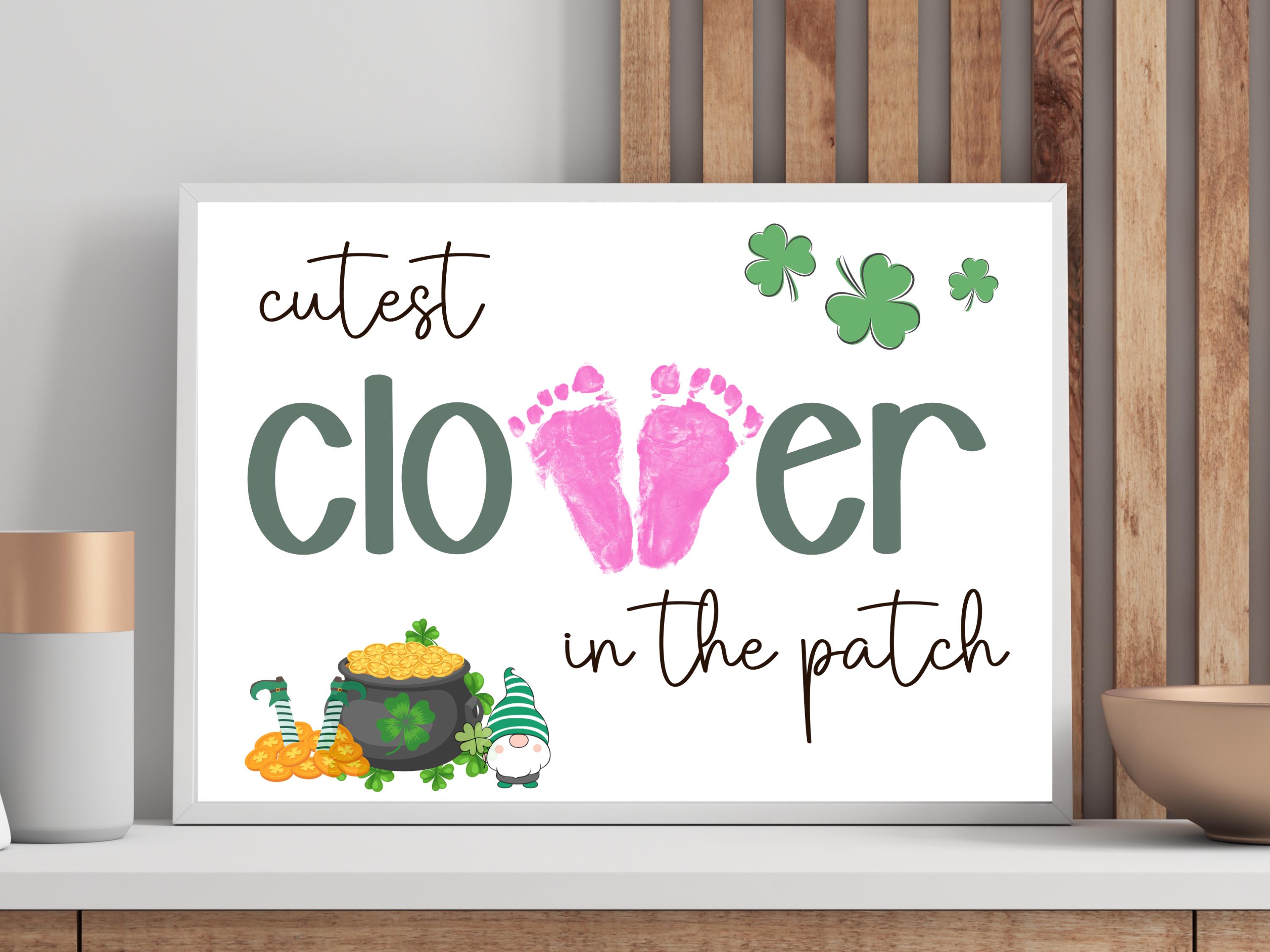 St Patricks Day Clover Footprint Craft Printable Shamrock Art Keepsake ...