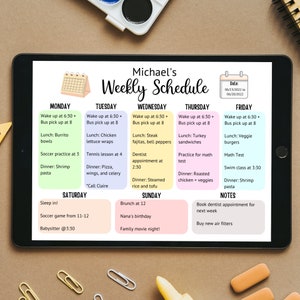Kids Weekly Planner Printable Editable Weekly Schedule Kids - Etsy