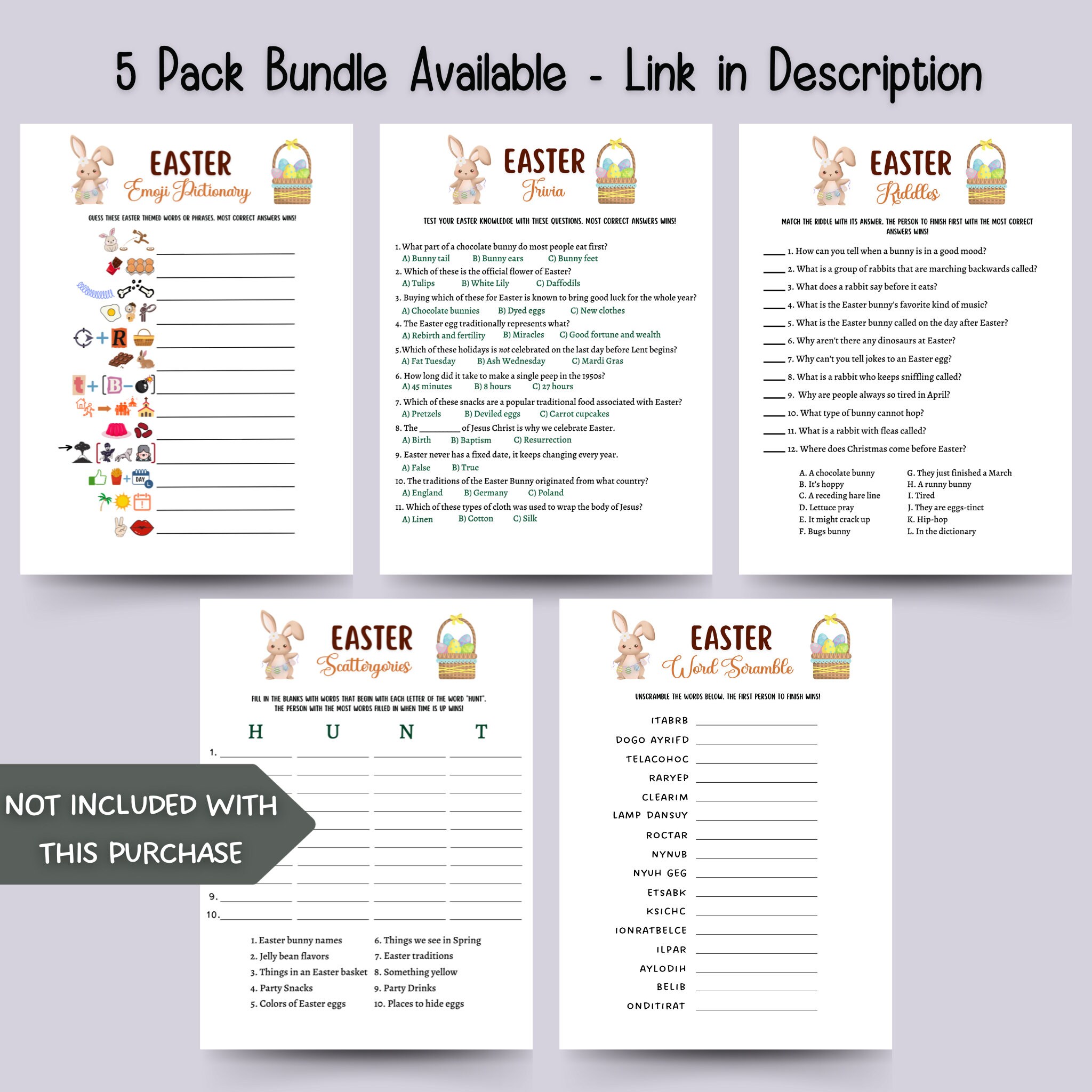 Easter Trivia Party Game Printable, Easter Games, Easter Activity for ...