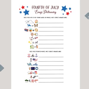 July 4th Emoji Pictionary Game Printable Independence Day - Etsy