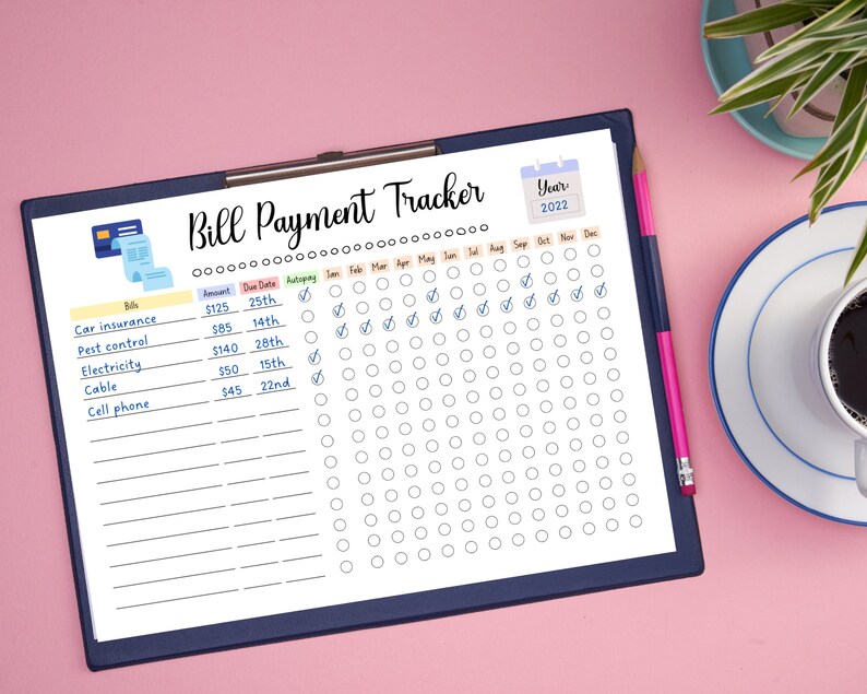 Editable Yearly Bill Tracker Monthly Bill Tracker Printable - Etsy
