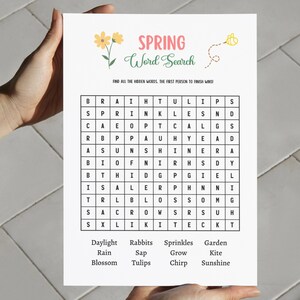 Spring Word Search Game Printable, Spring Activity Adults and Kids ...