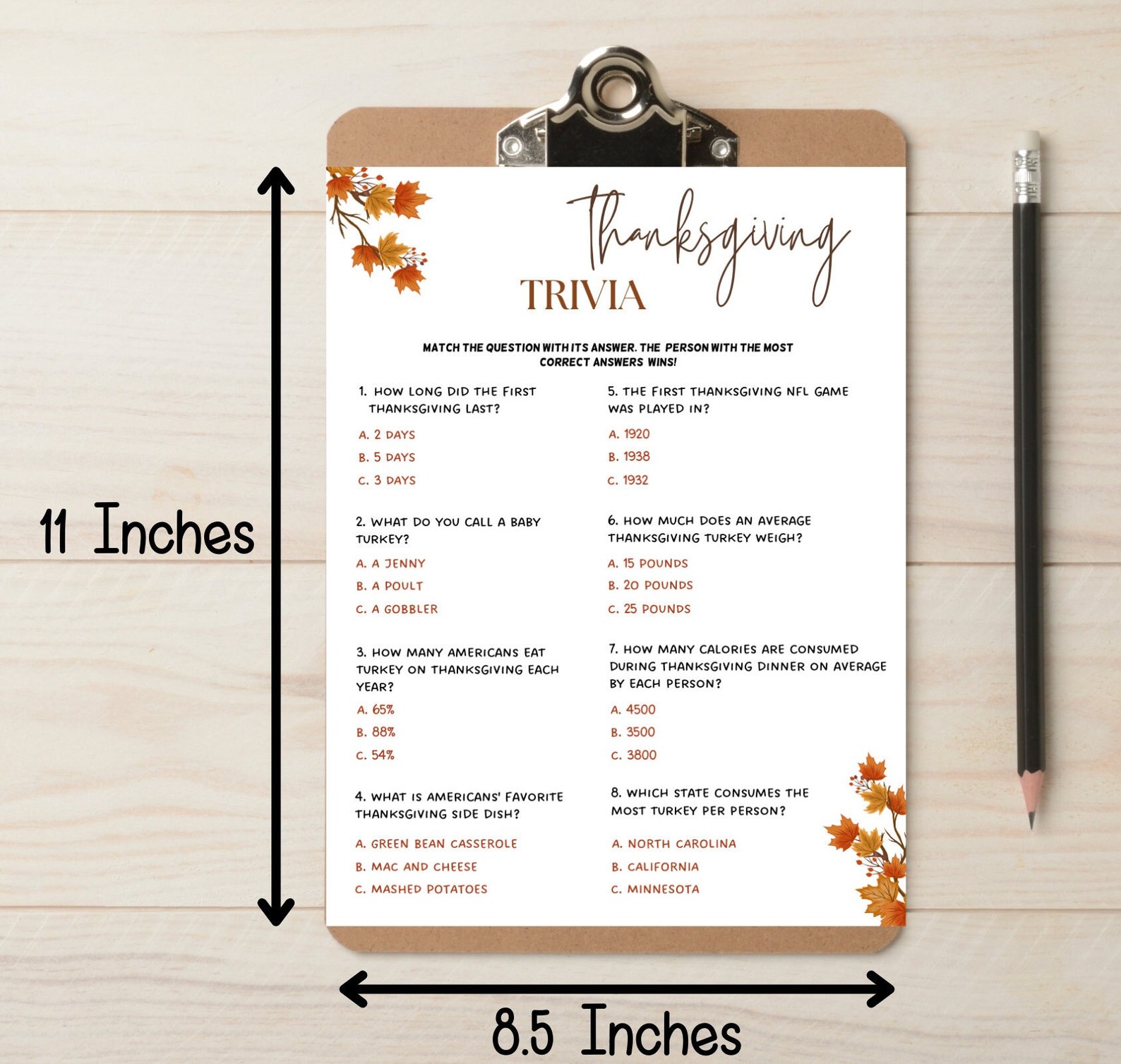 Thanksgiving Trivia Game Printable Fun Friendsgiving Game - Etsy