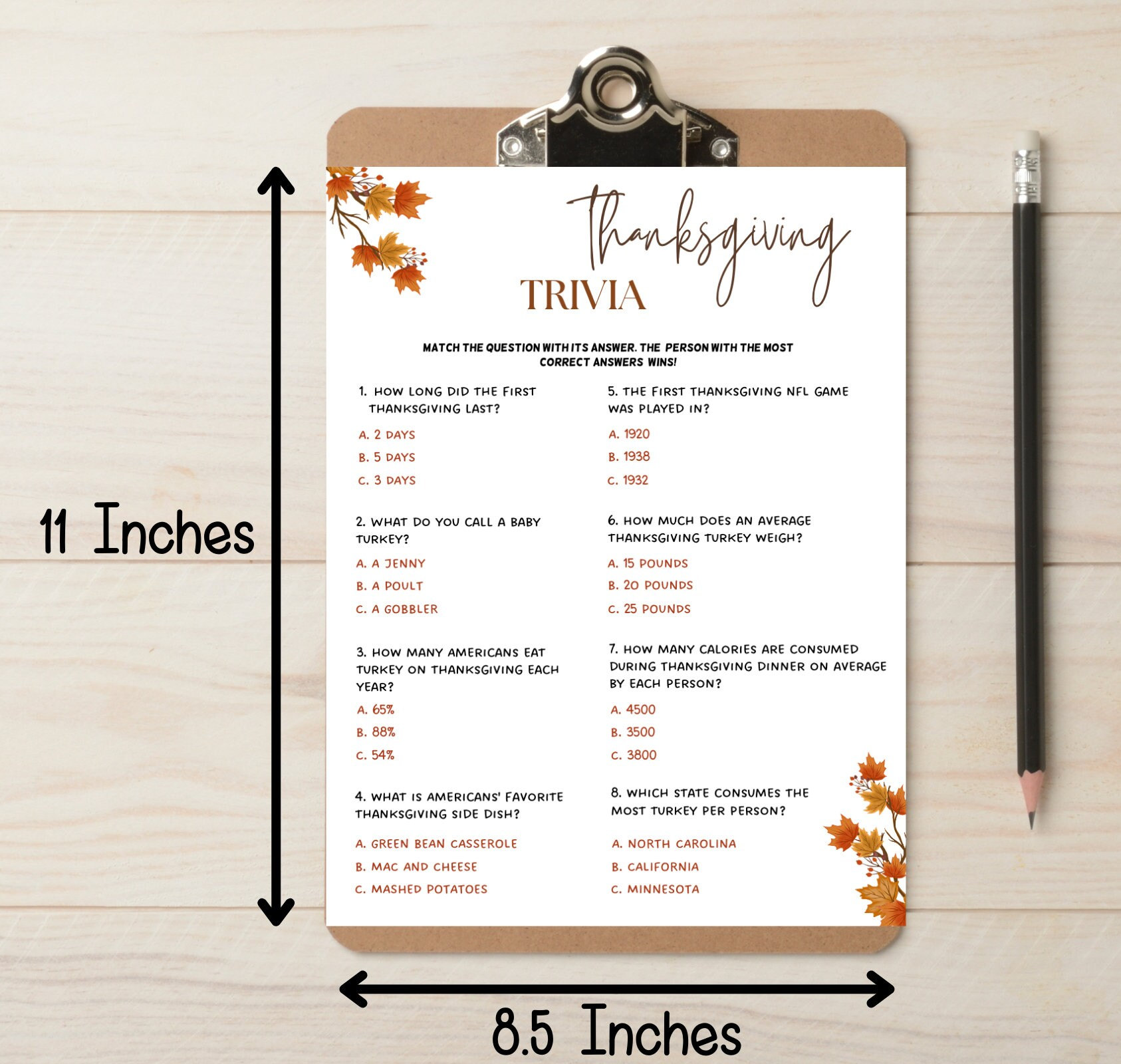 Thanksgiving Trivia Game Printable Fun Friendsgiving Game - Etsy