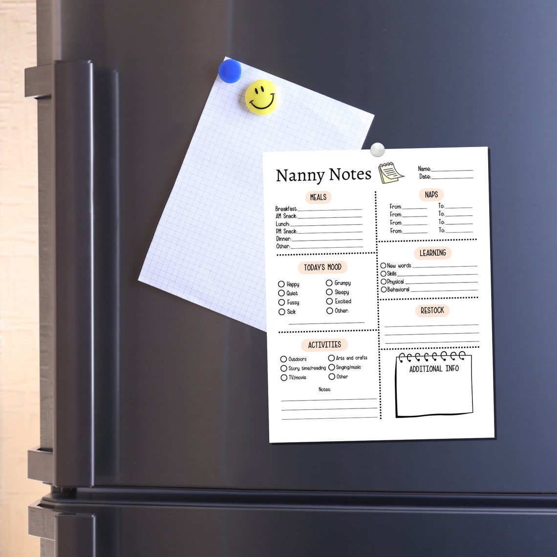 Nanny Notes Printable, Nanny Information Sheet, Daycare Report, Nanny ...