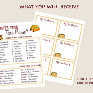 What's Your Taco Name Printable Cinco De Mayo Party Game - Etsy