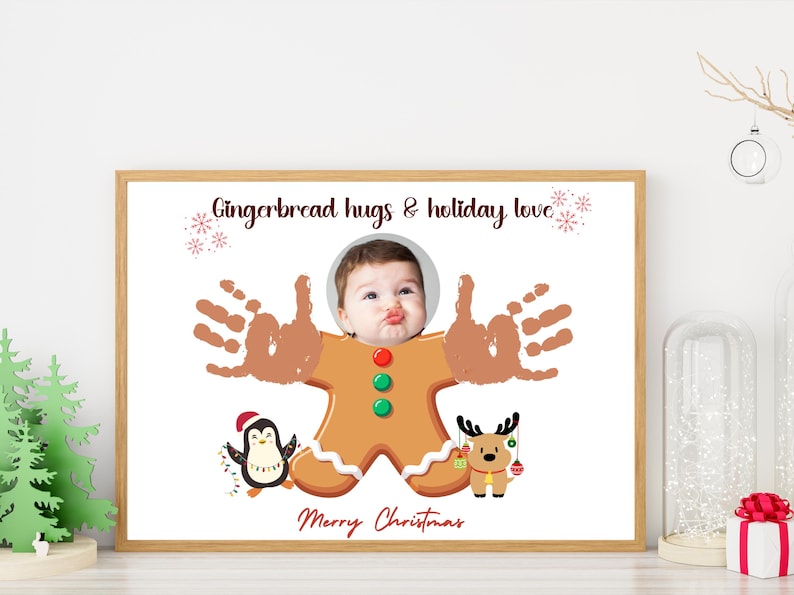 Christmas Handprint Craft Printable for Kids, DIY Winter Photo Art Baby ...
