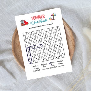 Summer Word Search Game Printable, Pool Party Games, Summer Camp ...