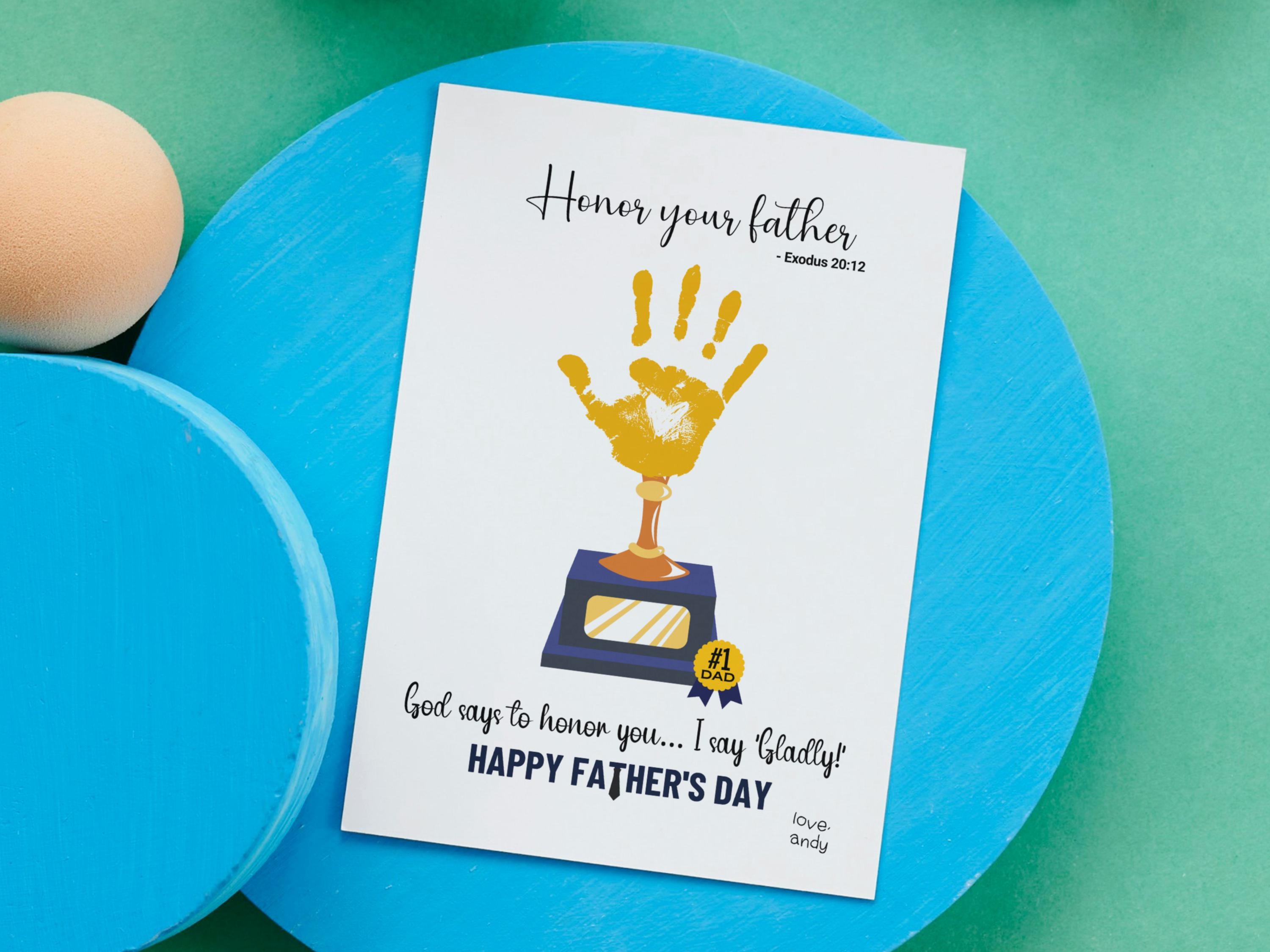 Father's Day Bible Craft Kids Printable, DIY Handprint Religious Art ...