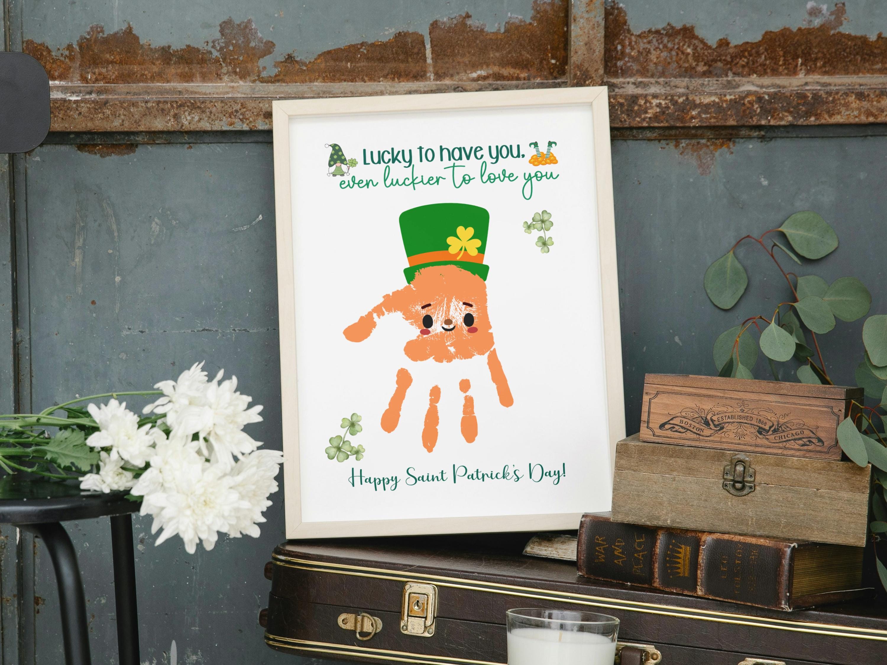 St Patricks Day Leprechaun Handprint Craft Printable, DIY Art for Kids ...