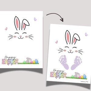 Happy Easter Bunny Footprint Craft for Kids Printable, DIY Handprint ...