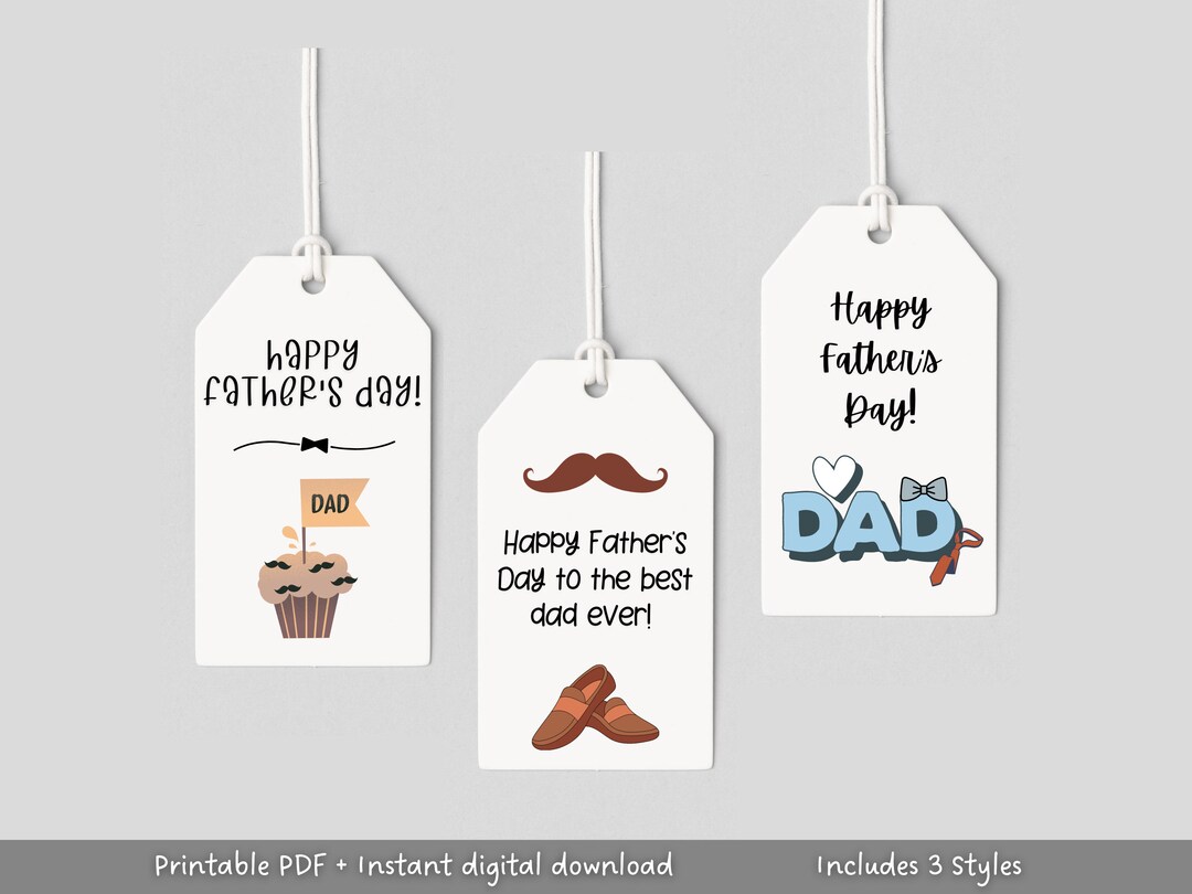 Happy Father's Day Gift Tags, Gift for Dad, 9 Printable Gift Tags ...