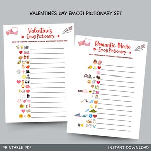 Valentine's Day Emoji Pictionary Game Bundle Printable, Fun Romantic ...