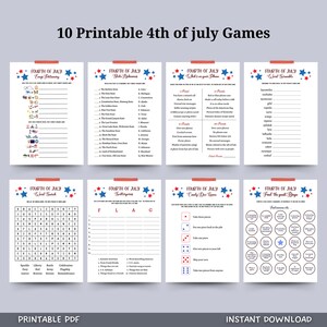 4th of July Games Printable, Independence Day Patriotic American Trivia ...