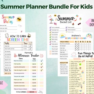 Editable Summer Planner Bundle Printable Summer Chore Chart - Etsy