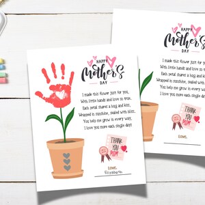 Mothers Day Handprint Poem Craft for Kids Printable, DIY Card Art ...