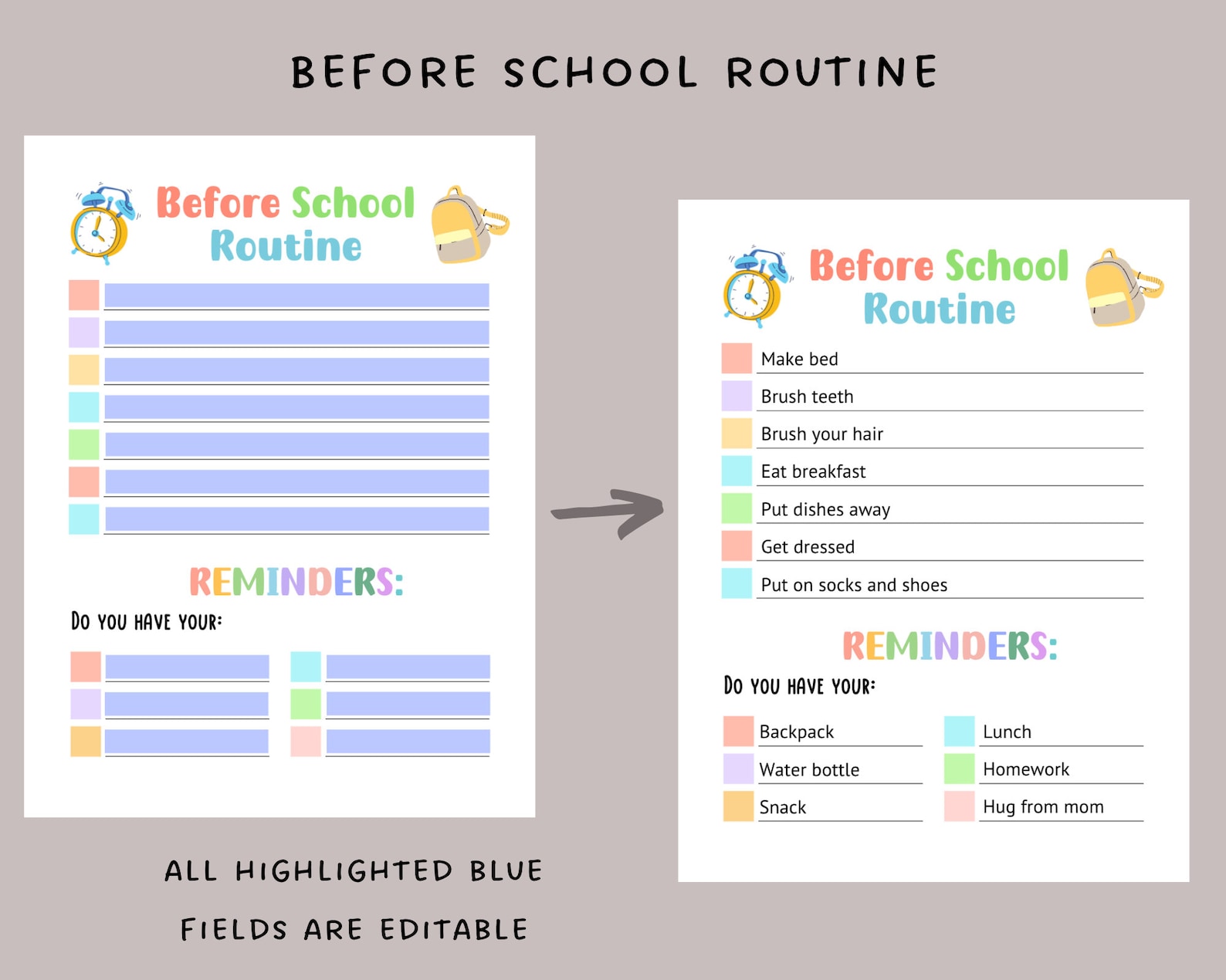 Editable School Planner Kids Printable Back to School Bundle - Etsy
