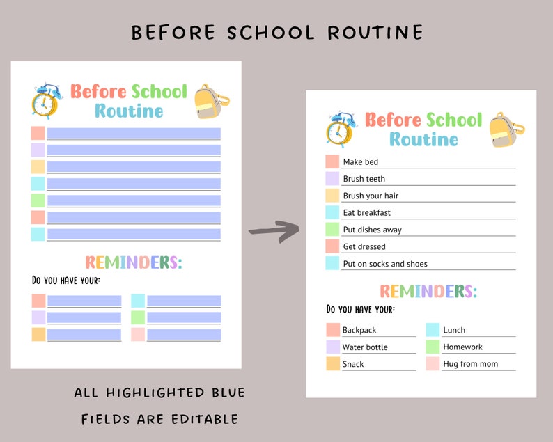 Editable School Planner Kids Printable Back to School Bundle - Etsy
