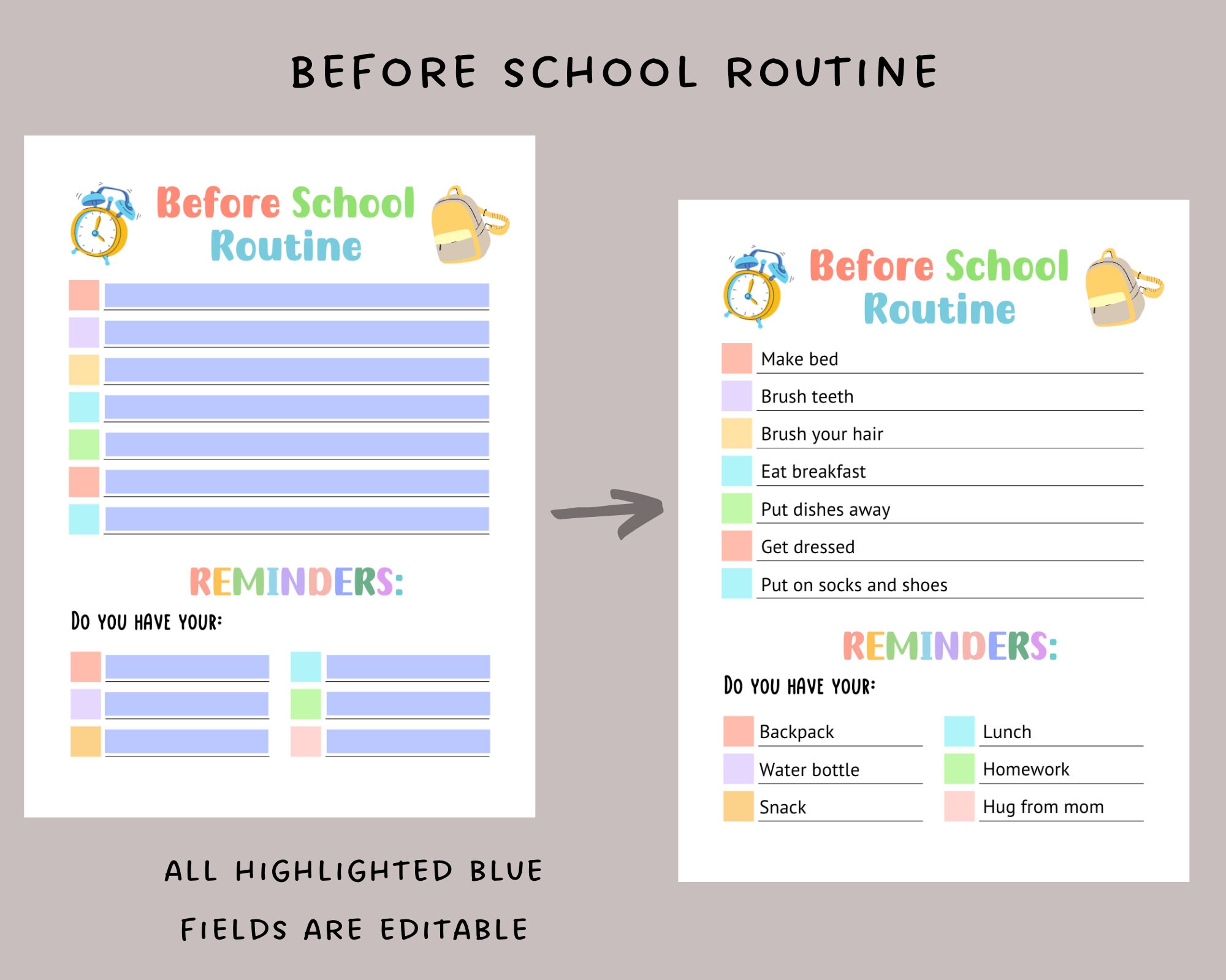 Editable School Planner Kids Printable Back to School Bundle - Etsy ...