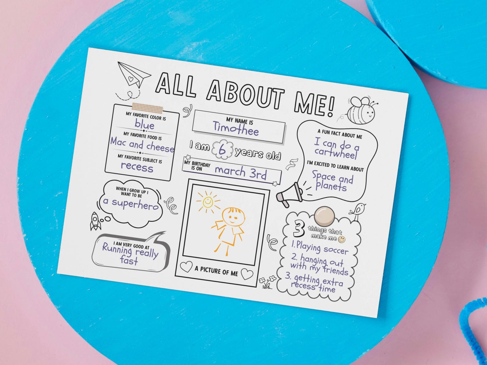 All About Me Coloring Page Printable, First Day of School Activity for ...