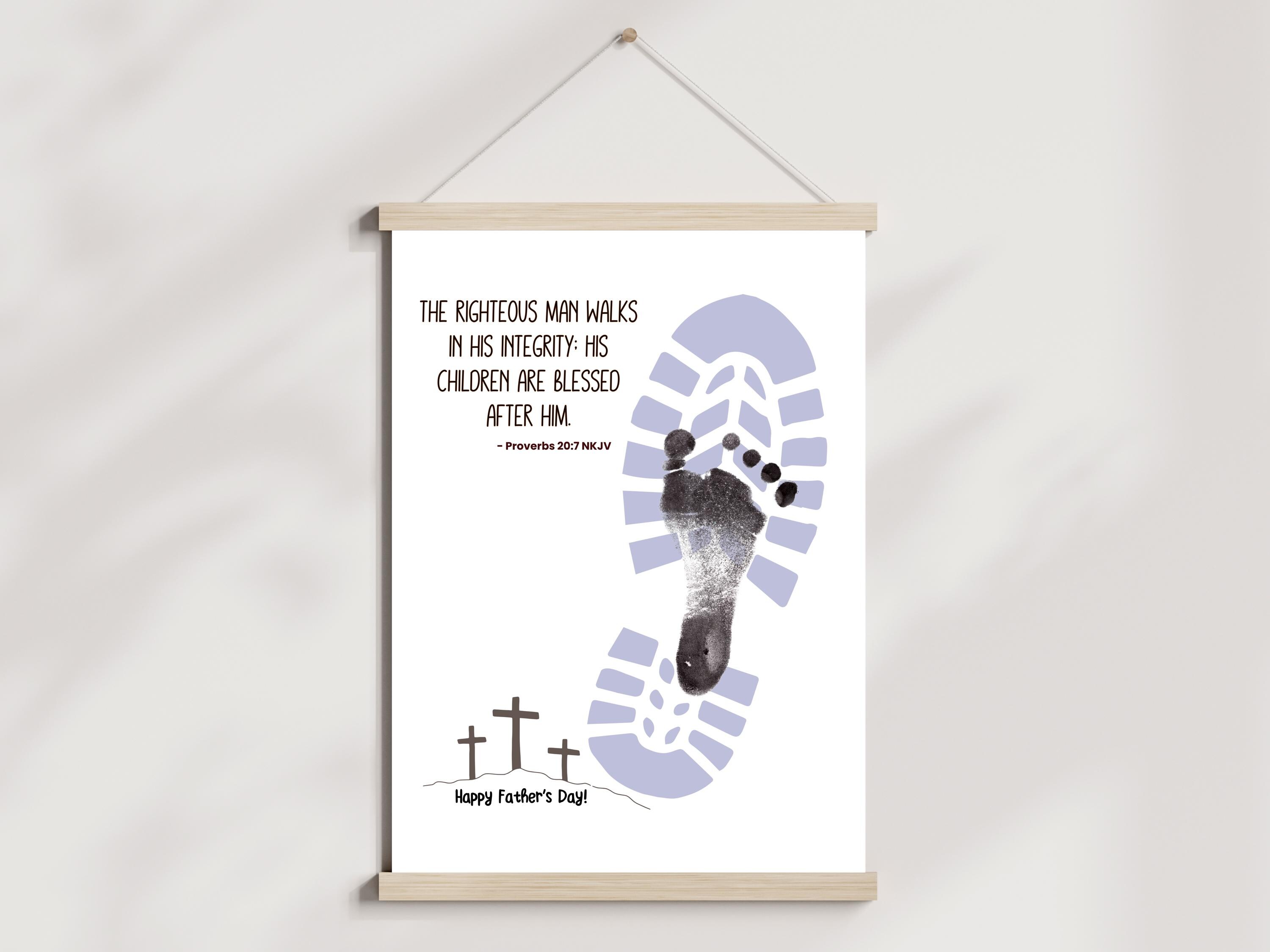 Father's Day Bible Craft Kids Printable, DIY Footprint Card Scripture ...