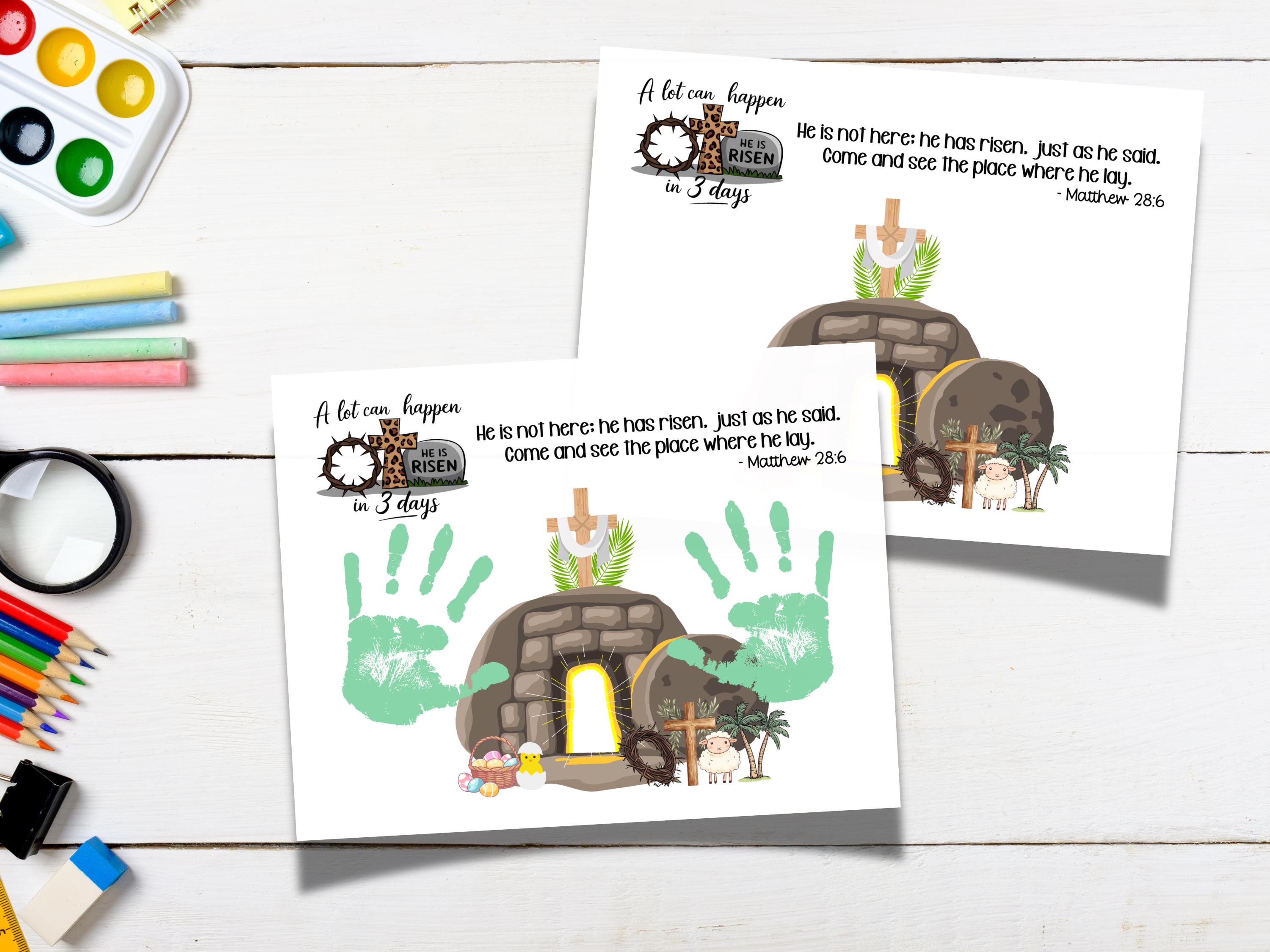 Christian Easter Handprint Craft Jesus Resurrection Printable, DIY Art ...