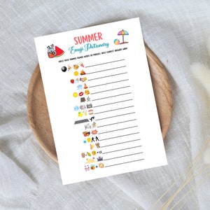 Summer Emoji Pictionary Game Printable, Summertime Activities for ...