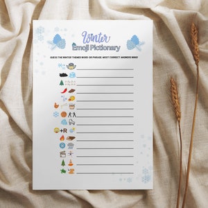 Winter Emoji Pictionary Game Printable, Holiday Party Games, Fun Winter ...