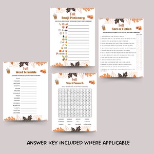 Fall Games Bundle Printable, Fun Autumn Games, Fall Time Family ...