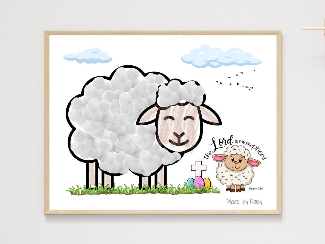 Easter Sheep Lamb Craft Printable Template, DIY Art Religious Keepsake ...