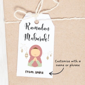 Editable Kids Ramadan Mubarak Gift Tags Printable, Custom Ramadan ...