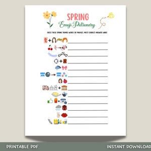 Spring Emoji Pictionary Game Printable, Spring Activities for Kids ...
