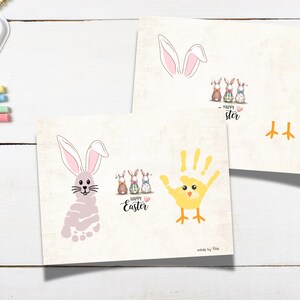Bunny Chick Easter Handprint Footprint Craft for Kids Printable, DIY ...